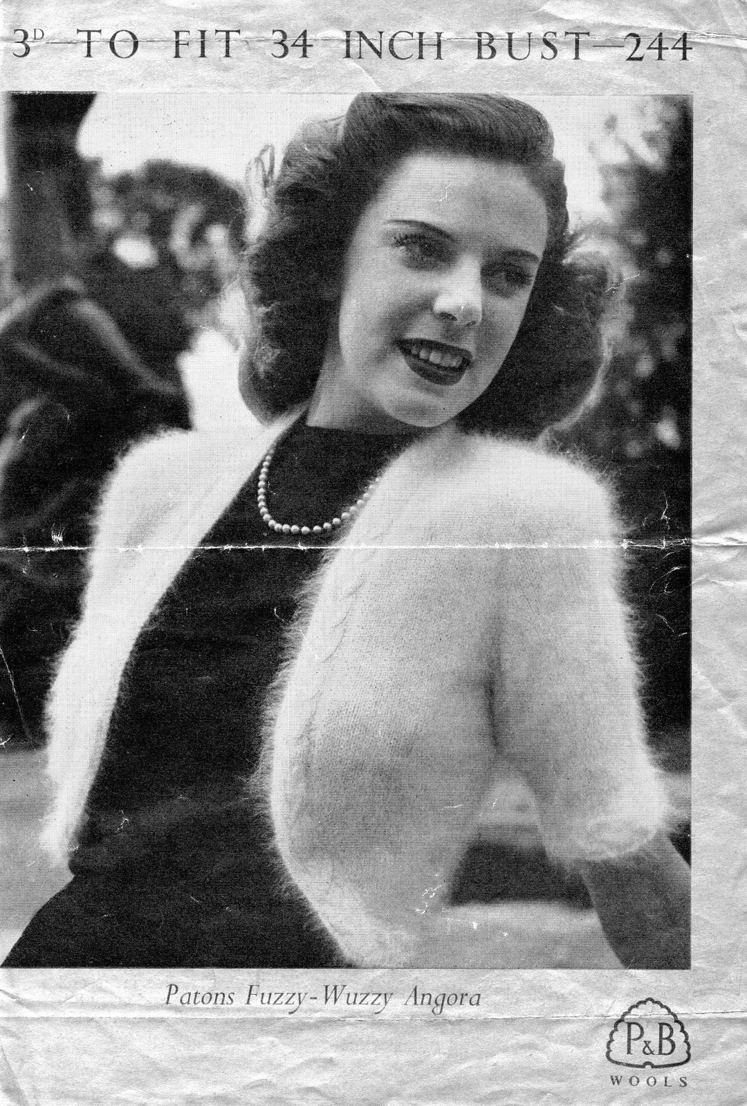 Vintage Shrug Knitting Pattern 34 2 Bust Fuzzy Wuzzy 1940's P&B Patons ...