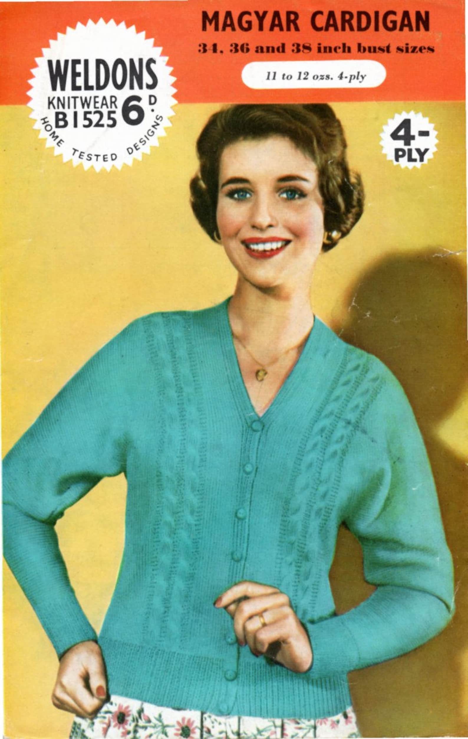 Vintage 1950's Knitting Pattern Magyar Cardigan (sleeves & Body All in ...