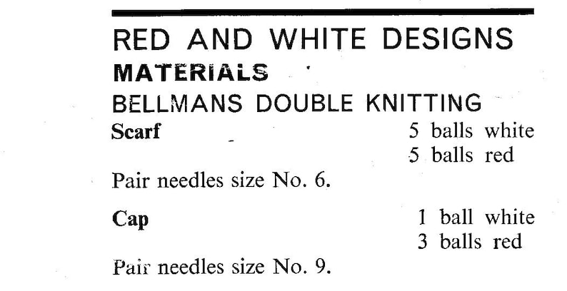 Vintage 1960's Football Soccer Bobble Hat and Scarf Knitting Pattern ...