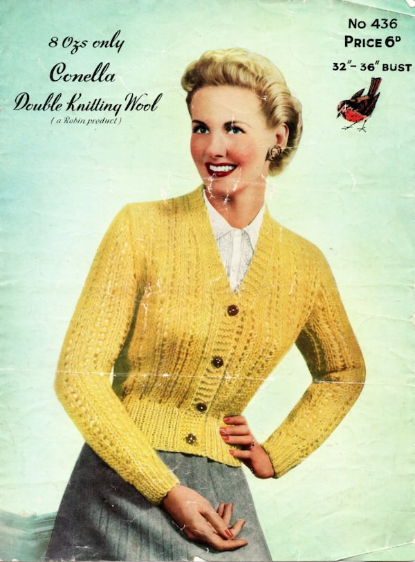 Knitting Patterns Cardigan, Vintage Cardigan Downloadable PDF, 1940s ...