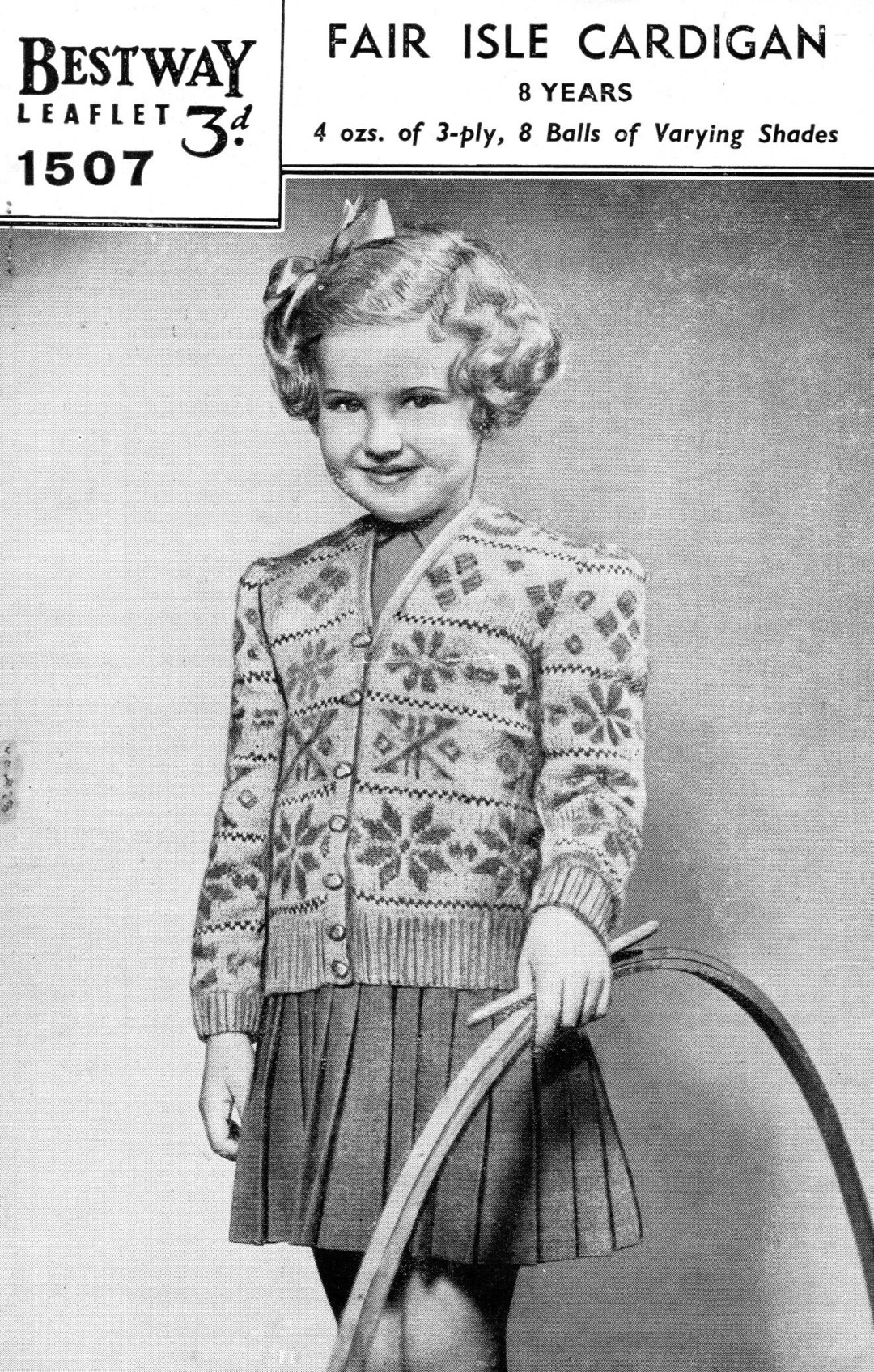 Vintage WW2 1940's Knitting Pattern Childs Fair Isle Cardigan 8 Years ...