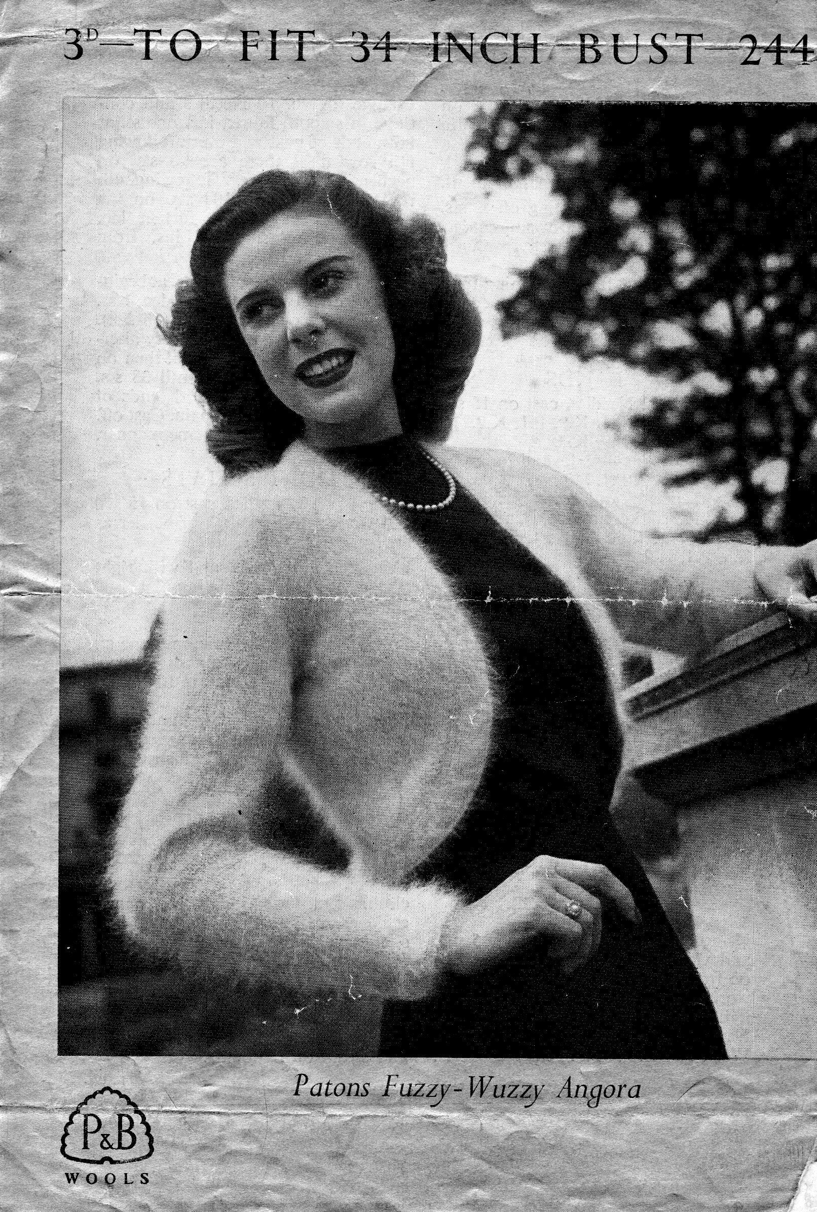 Vintage Shrug Knitting Pattern 34 2 Bust Fuzzy Wuzzy 1940's P&B Patons ...
