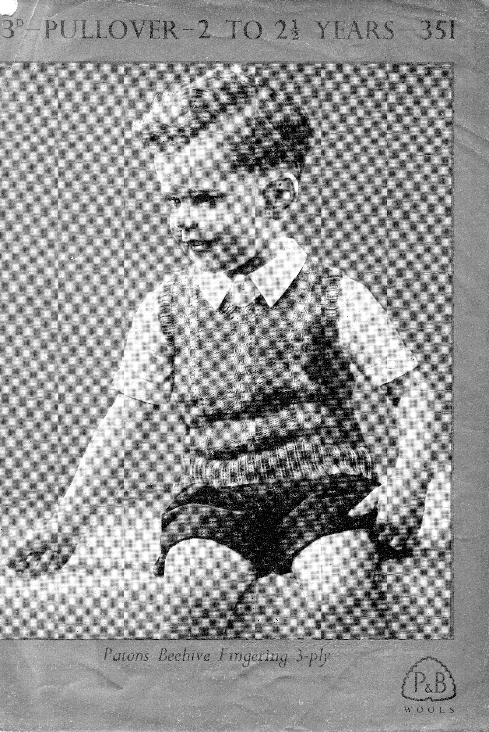 Boys Slip Overs in Sizes 2 - 2 1/2 21" Years Chest Vintage Knitting ...