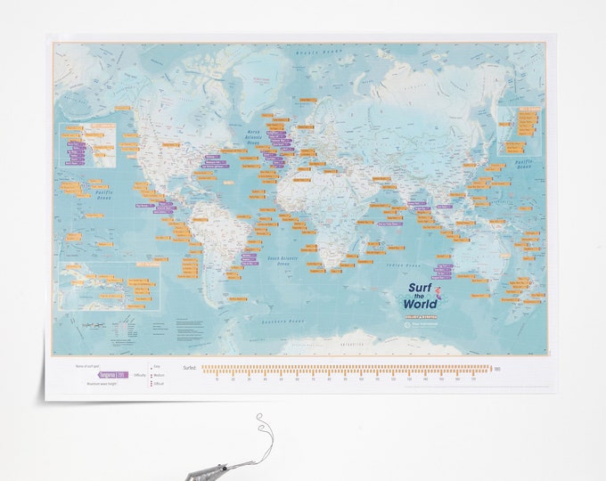 Surftrip Map - Awesome Maps World Map Print for Surfers - the Perfect ...