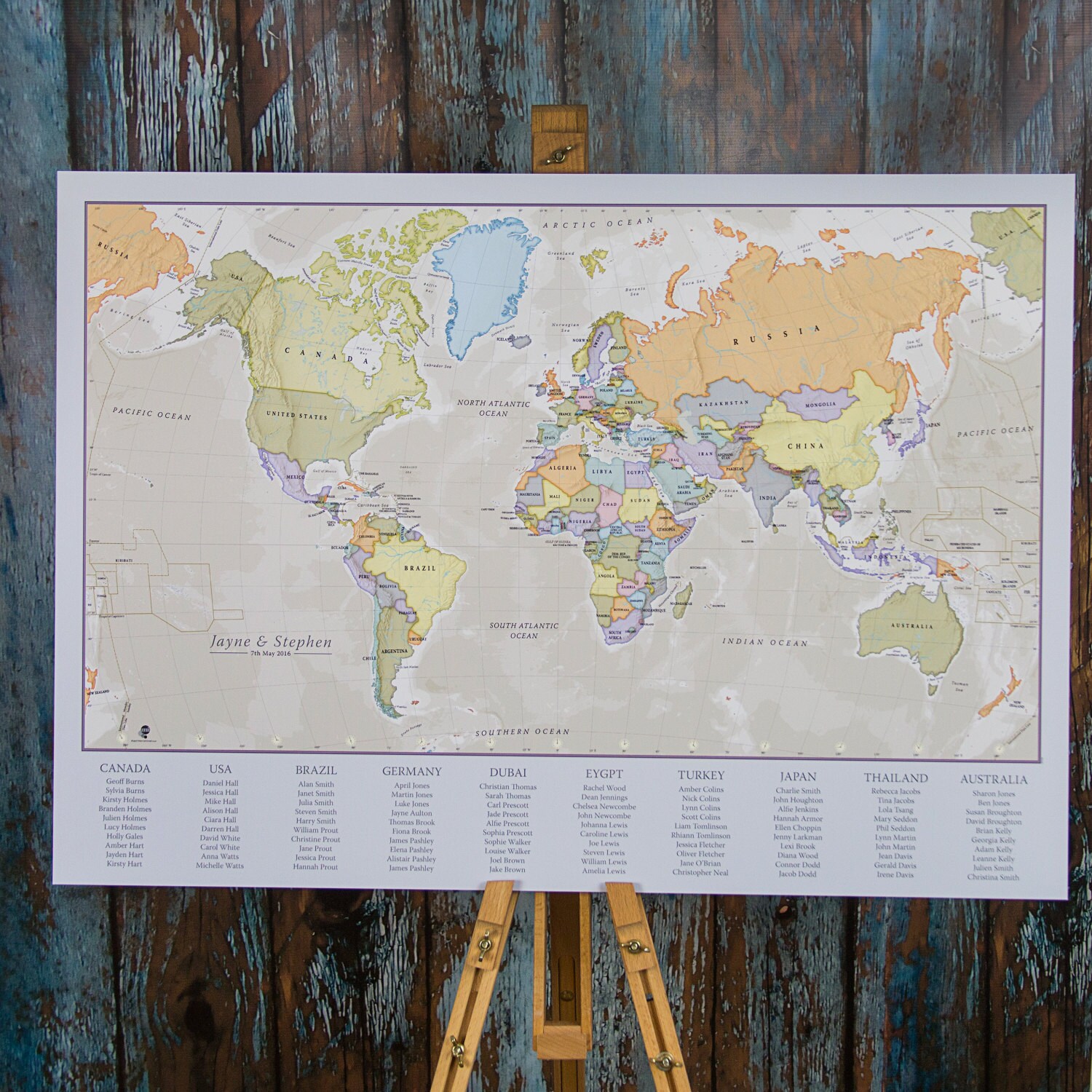 Classic World Map Wedding Table Plan - World, Table Plan, Gift for Him ...