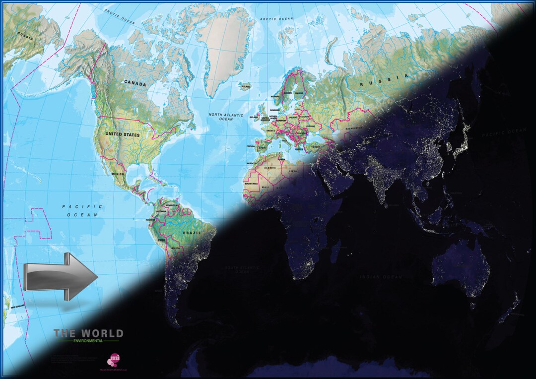 Motion World Map Poster - Wall Map, Bedroom, Playroom, Gift for Him ...