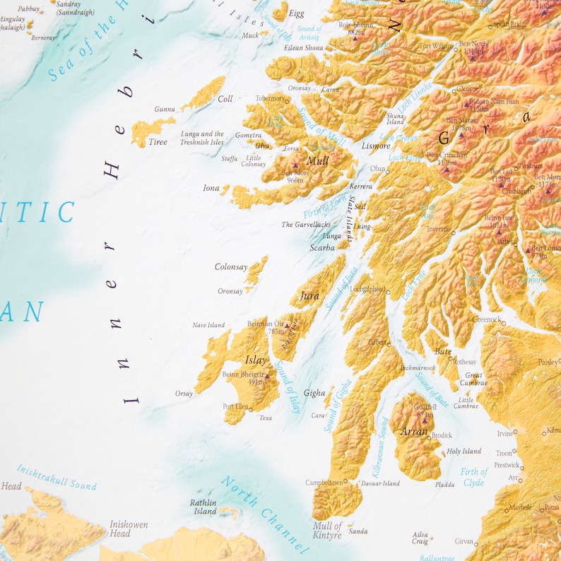 Map of Scotland Poster Art Wall Decor Print Topographic - Etsy