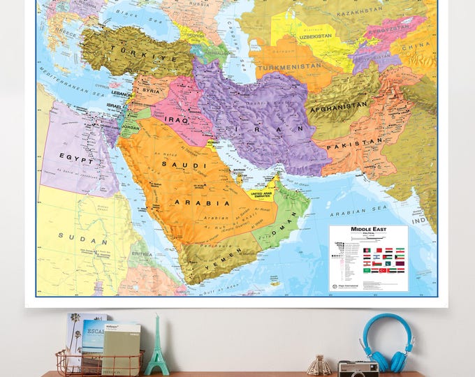 Middle East Map Wall Poster - Etsy