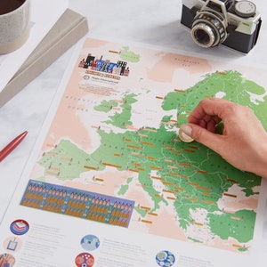 Personalised Scratch off European City Breaks Map Poster, Gifts for ...