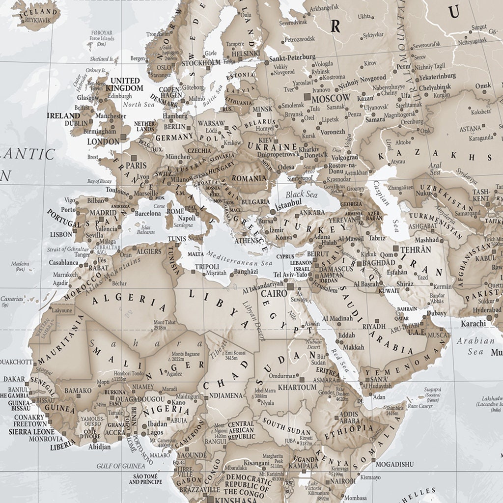 Giant World Map Mural - Home Decor, Push Pin Map, World Map, Giant ...