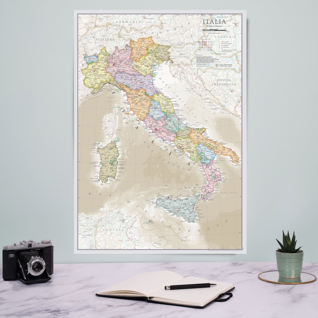 Map of Italy Poster Art Wall Decor Print Classic Edition - Etsy