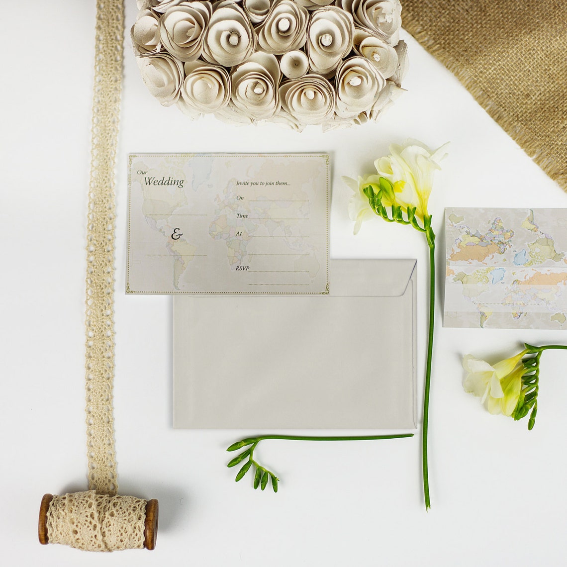 Classic World Map Wedding Invitations Pack of Ten Wedding - Etsy