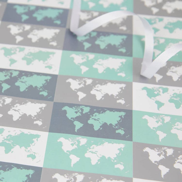 Metallic World Map Gift Wrap Christmas Wrapping Paper Gift - Etsy