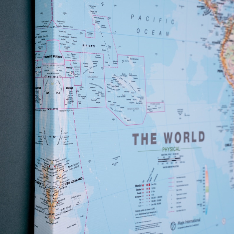 Physical World Map Canvas Print – Topographic Home Decor - Etsy