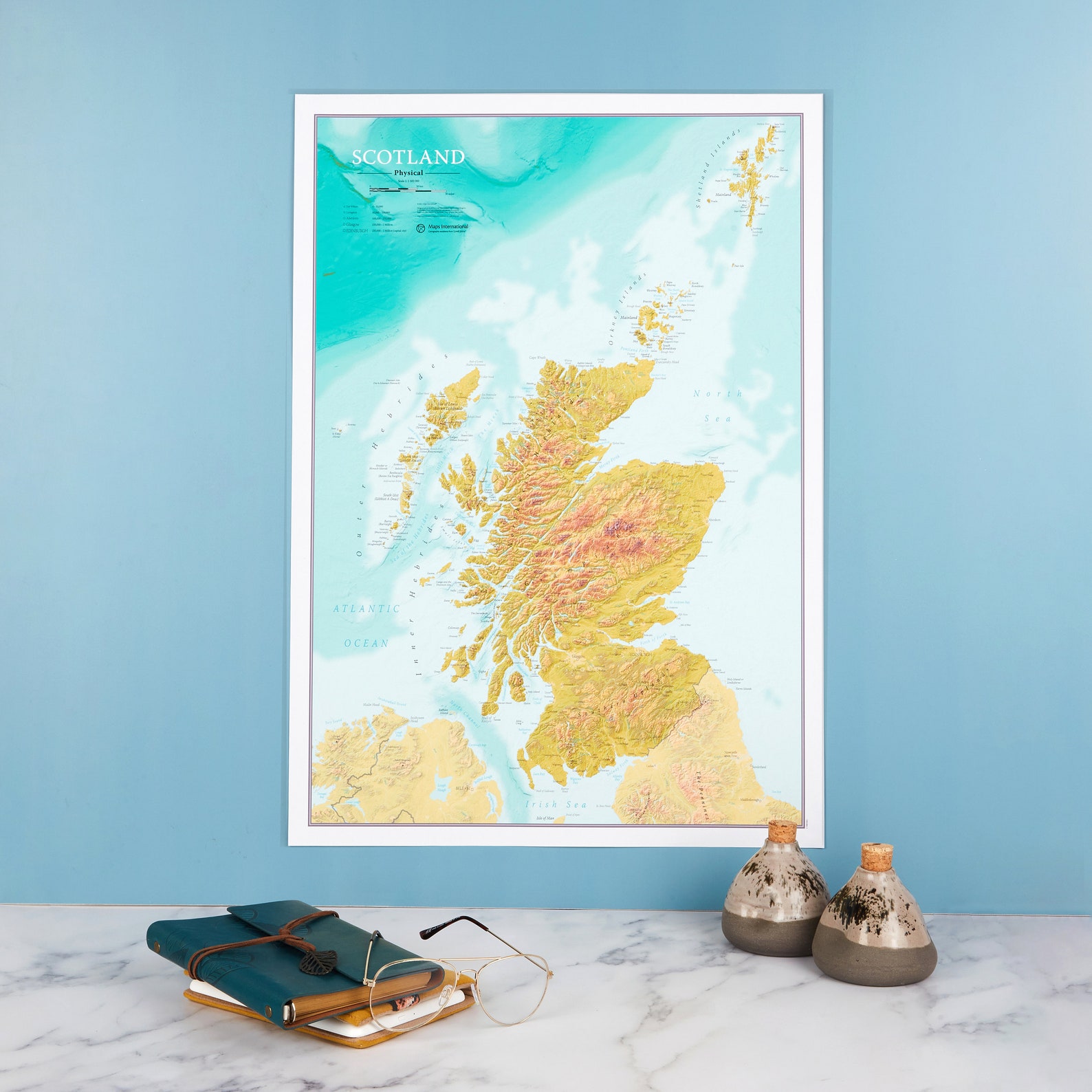 Map of Scotland Poster Art - Wall Decor Print - Topographic Terrain ...