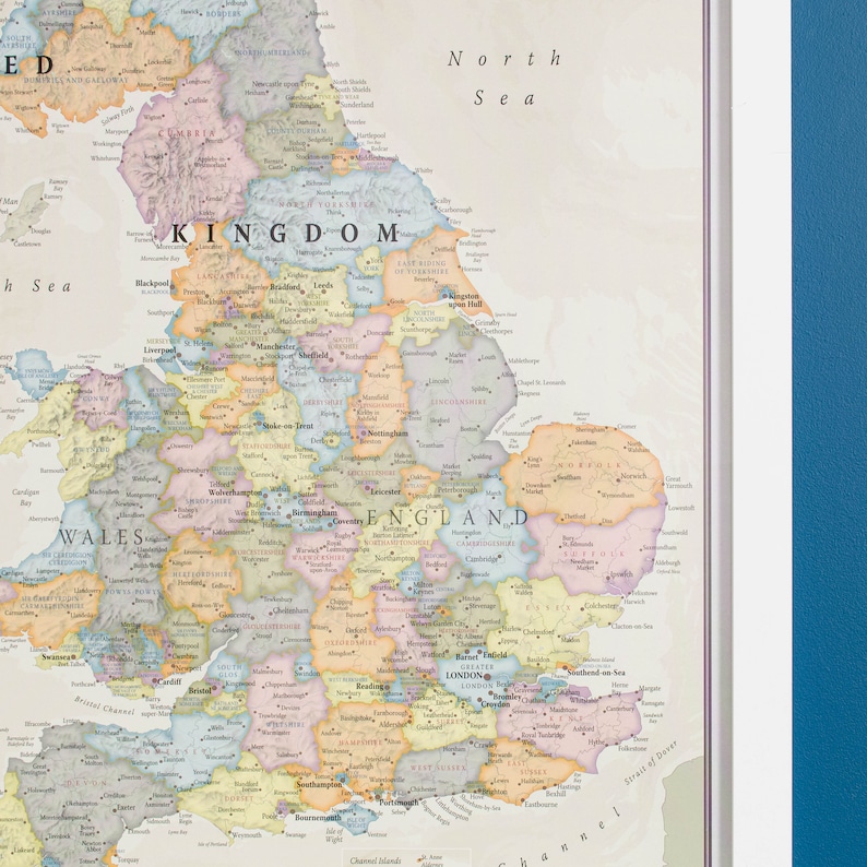 UK Classic Map Poster Art Wall Decor Print British Isles | Etsy