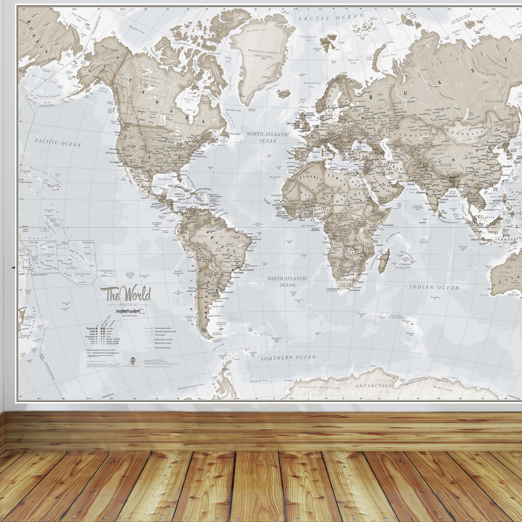 Giant World Map Mural - Home Decor, Push Pin Map, World Map, Giant ...