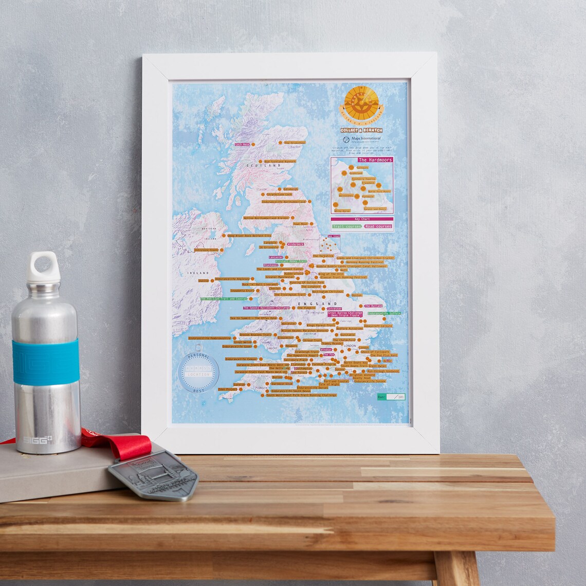 Personalised Scratch off UK and Ireland Marathons Map | Etsy
