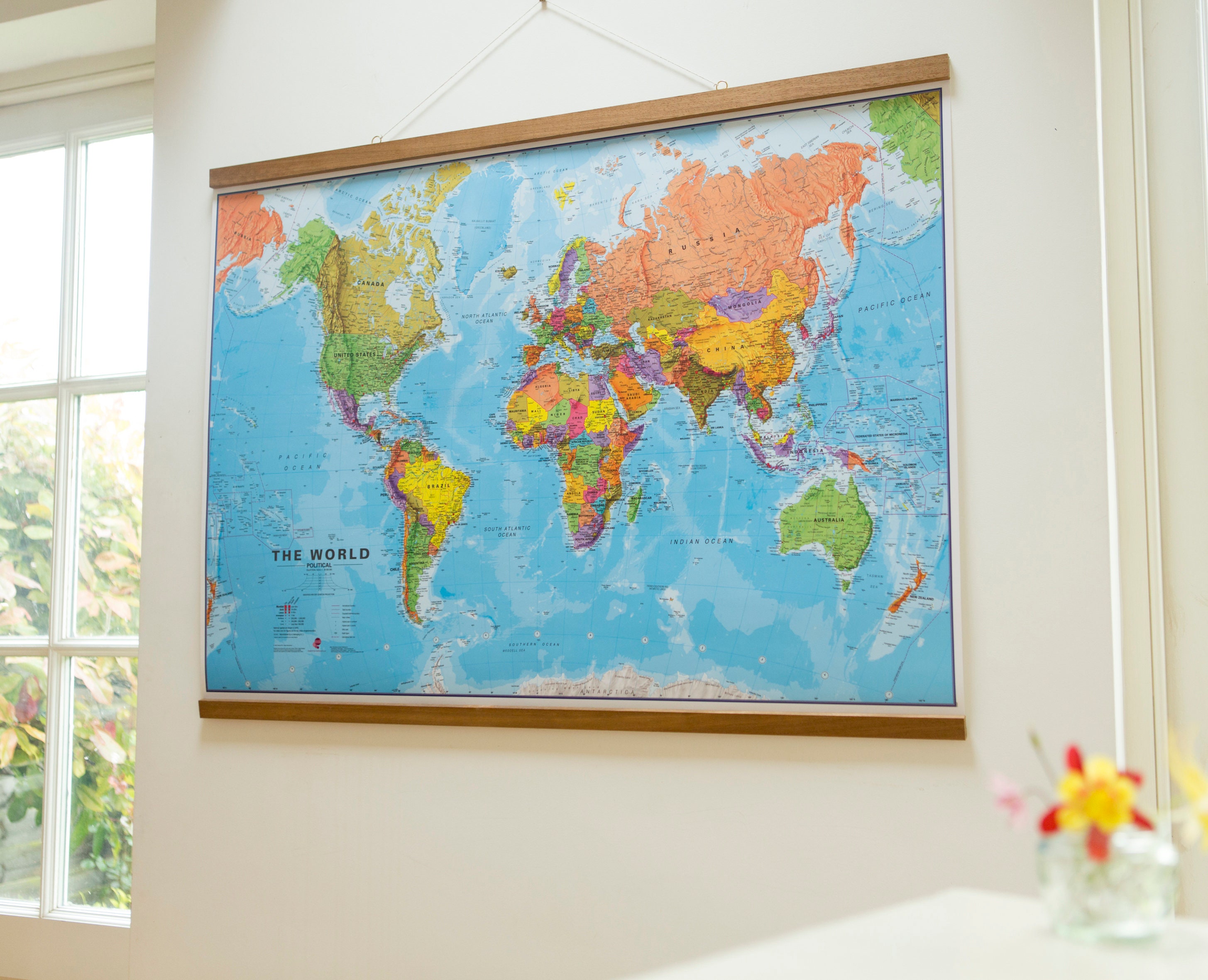 Political Map of the World Front Sheet Lamination Wood - Etsy UK