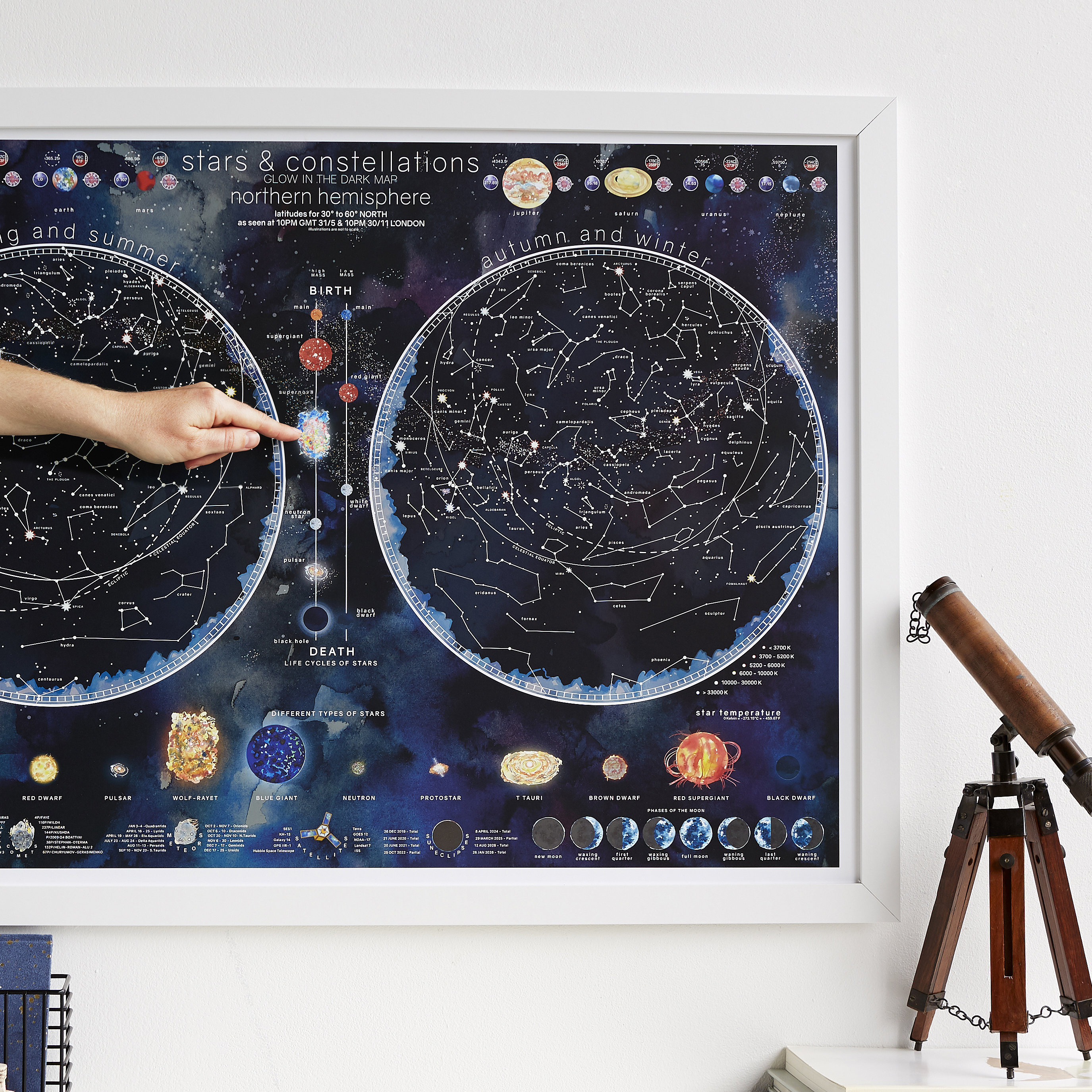 Stars and Constellations Glow Map Night Sky Poster Gift for - Etsy