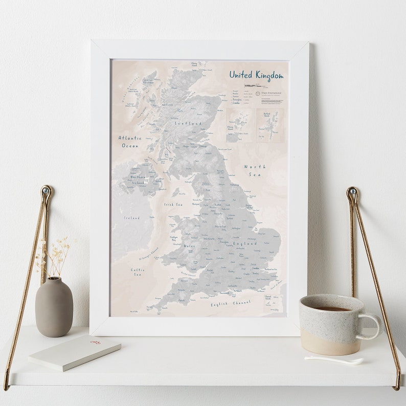 UK Map Art Print – Modern Home Decor, Colorful Cartography - Etsy