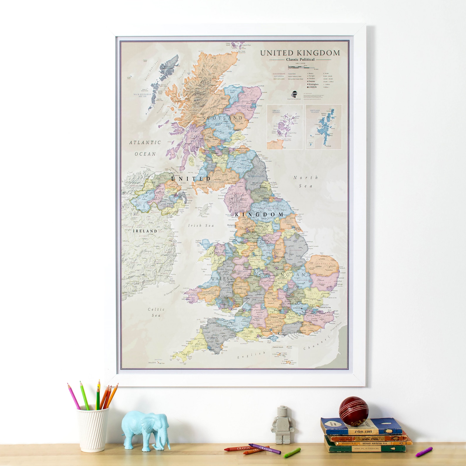 UK Classic Map Poster Art Wall Decor Print British Isles | Etsy