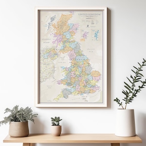 UK Classic Map Poster Art - Wall Decor Print - British Isles Map - Home ...