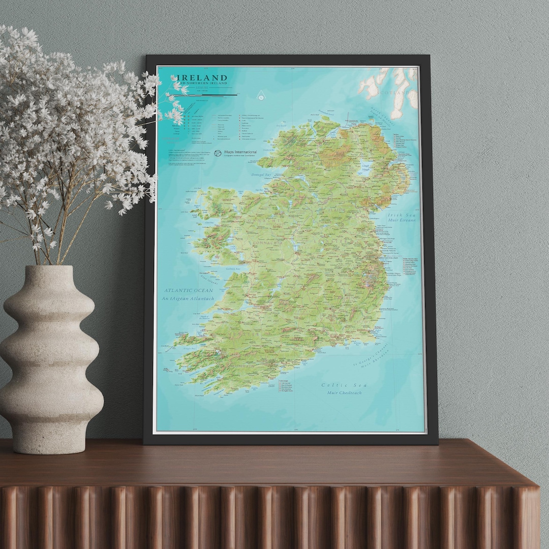 Ireland Travel Wall Map Poster Art - Wall Decor Print - Home Decor ...