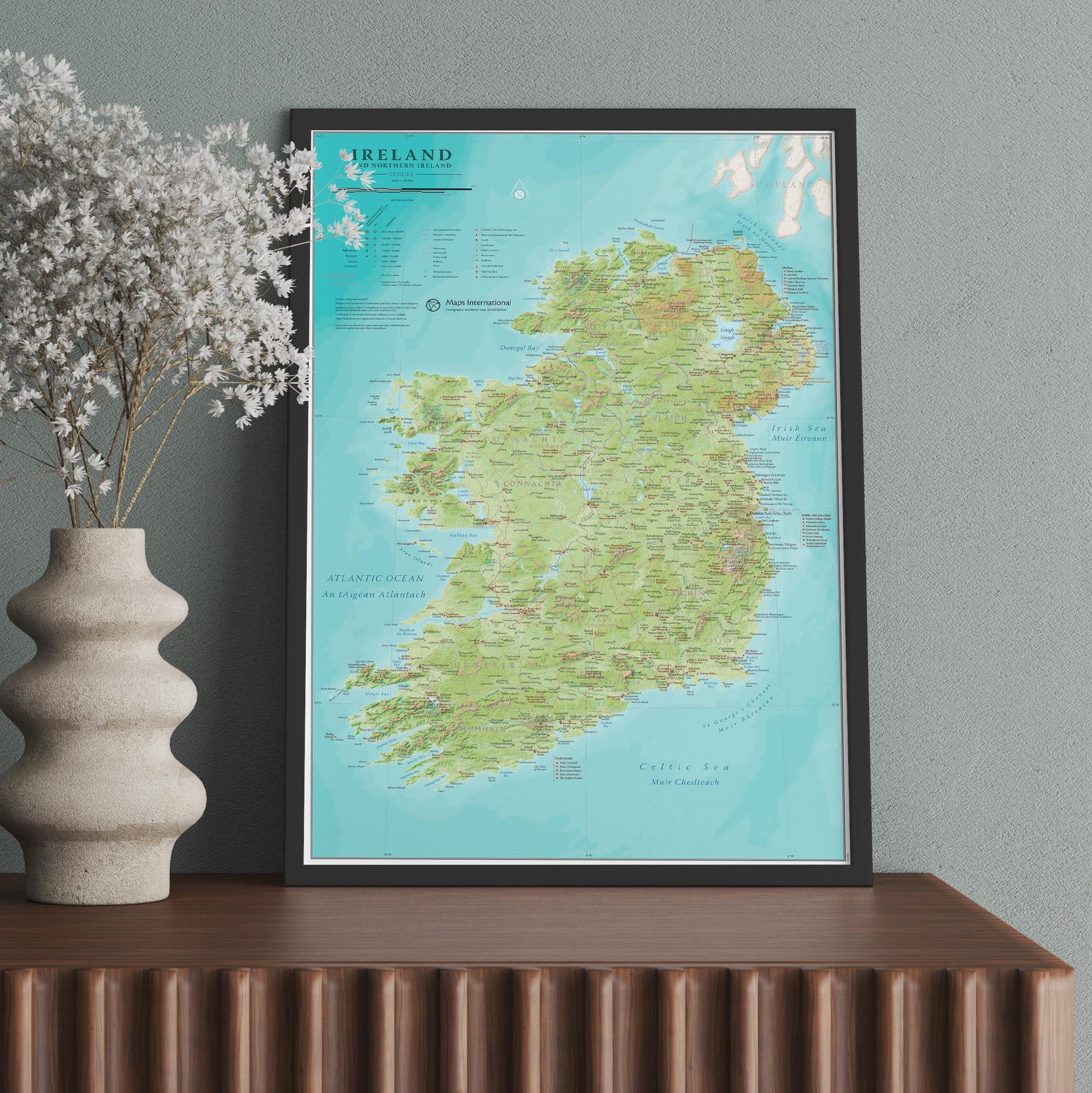 Ireland Travel Wall Map Poster Art - Wall Decor Print - Home Decor ...