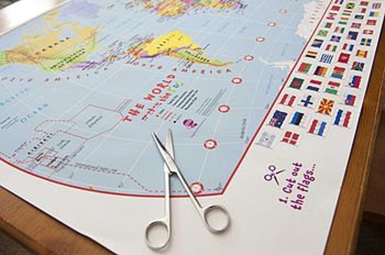 Match the Flags World Map Playroom Bedroom World Map Map | Etsy UK
