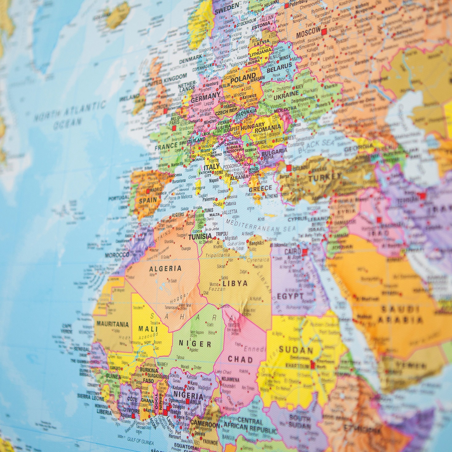 Political World Map Canvas Print – Detailed Cartography Wall Art - Etsy UK