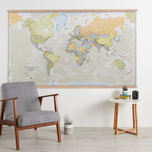 Classic World Map Home Decor Bedroom World Wall Map - Etsy
