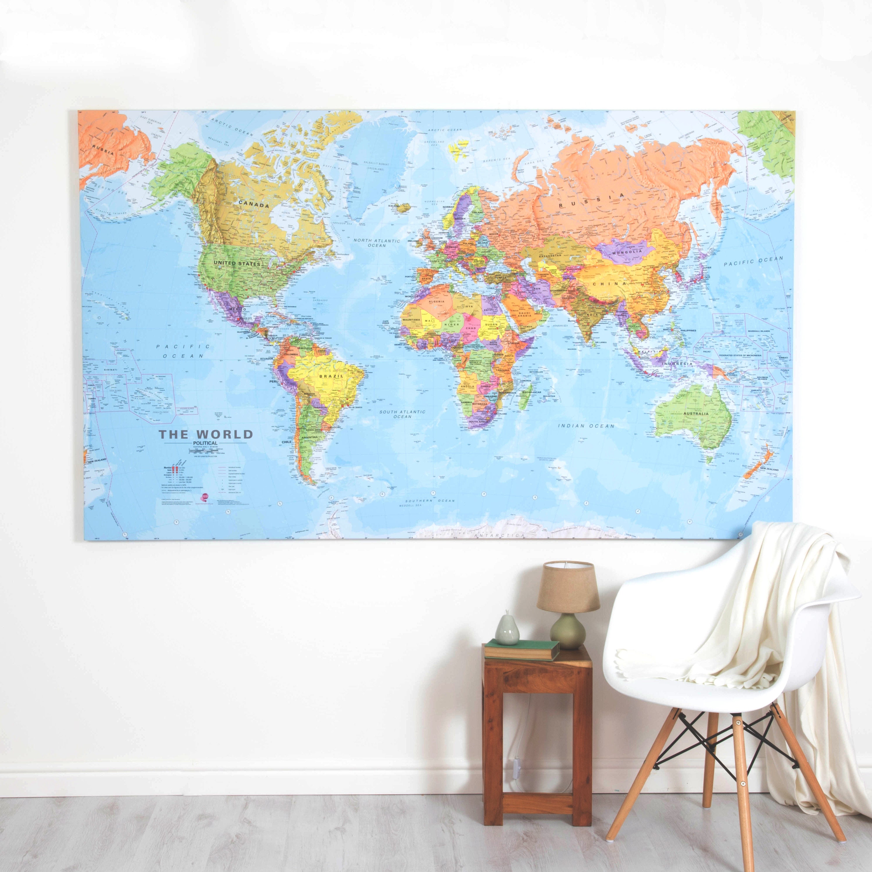 Canvas Political World Map Print Wall Map Free Shipping - Etsy UK