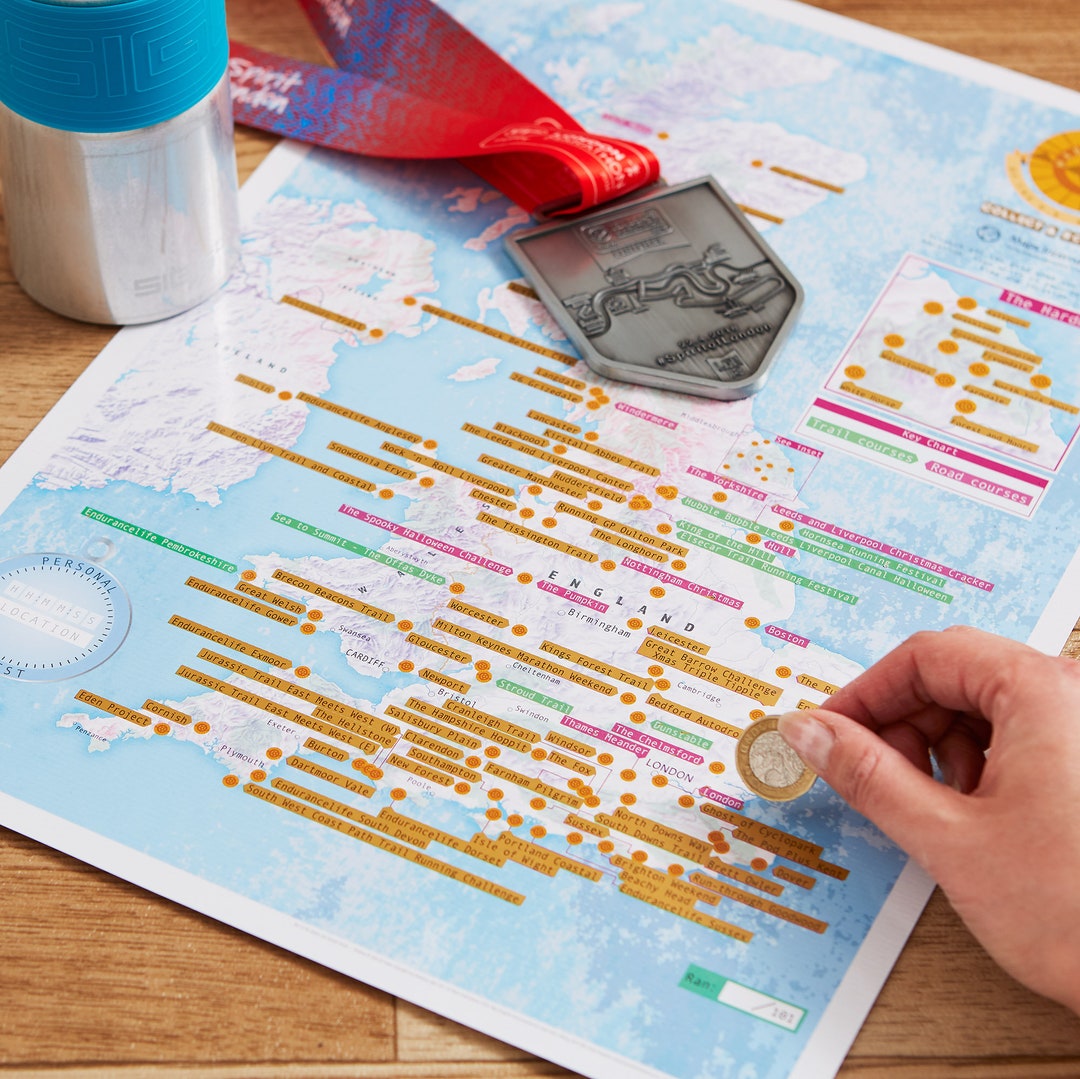 Personalised Scratch off UK and Ireland Marathons Map - Poster, Gift ...