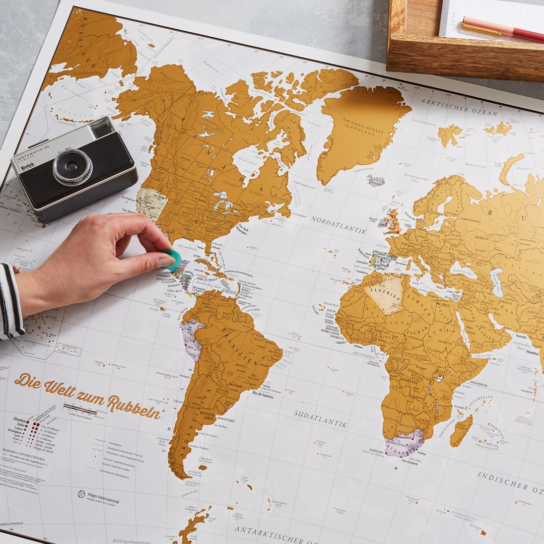 Scratch the World ® - German Language Map Poster - Scratch off Your ...
