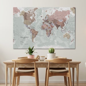 Map of the World Executive Canvas Print - Free Shipping, Gift for Him ...