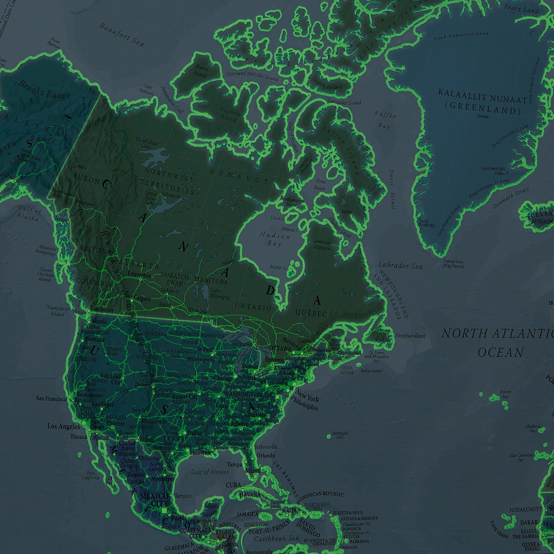 Glow in the Dark World Map Bedroom Playroom Wall Map Glow - Etsy UK