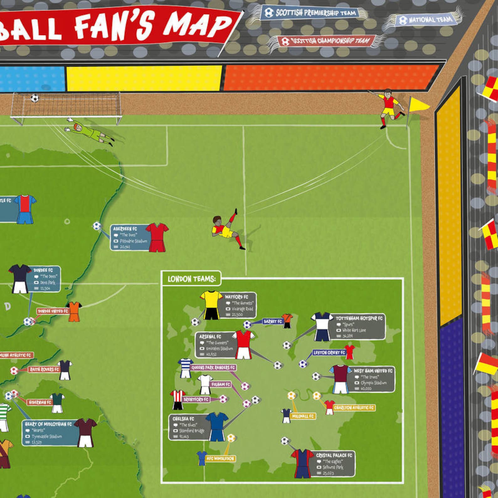 Football Fan's Stadium Map - Push Pin Map, Gift for Him, Gift for Her ...