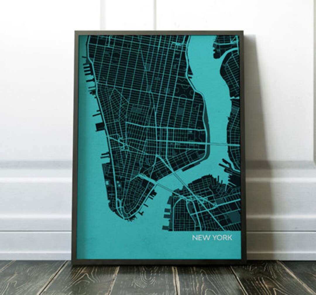 New York City Street Map, Travel Print - Gift, Wall Decor, Travel Map ...
