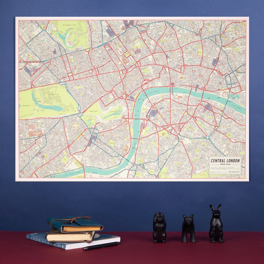 Canvas Map of London Print - Free Shipping, Gift for Him, Gift for Her ...