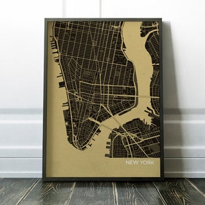 New York City Street Map, Travel Print - Gift, Wall Decor, Travel Map ...