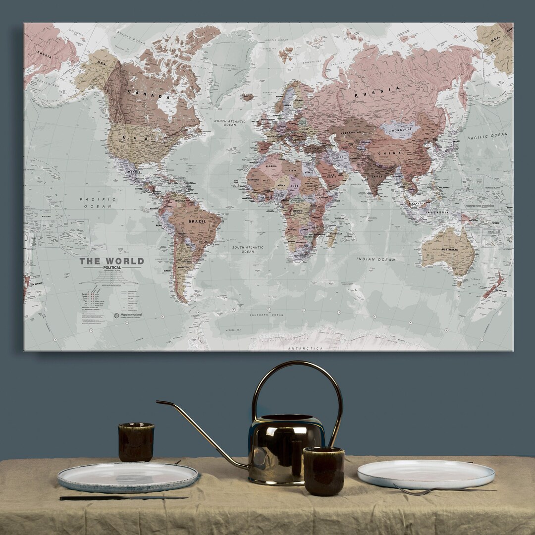 Map of the World Executive Canvas Print - Free Shipping, Gift for Him ...