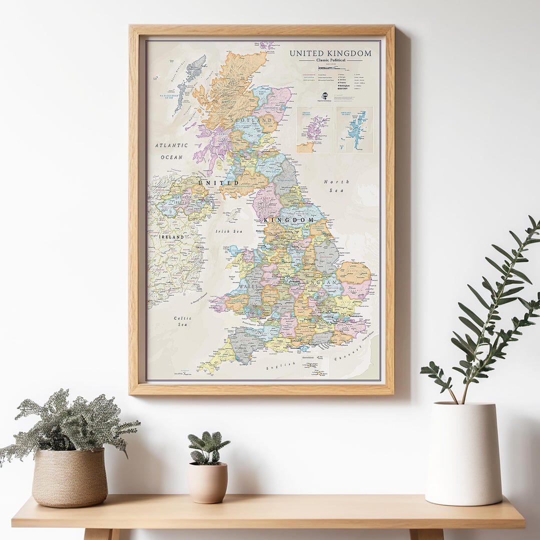 UK Classic Map Poster Art - Wall Decor Print - British Isles Map - Home ...