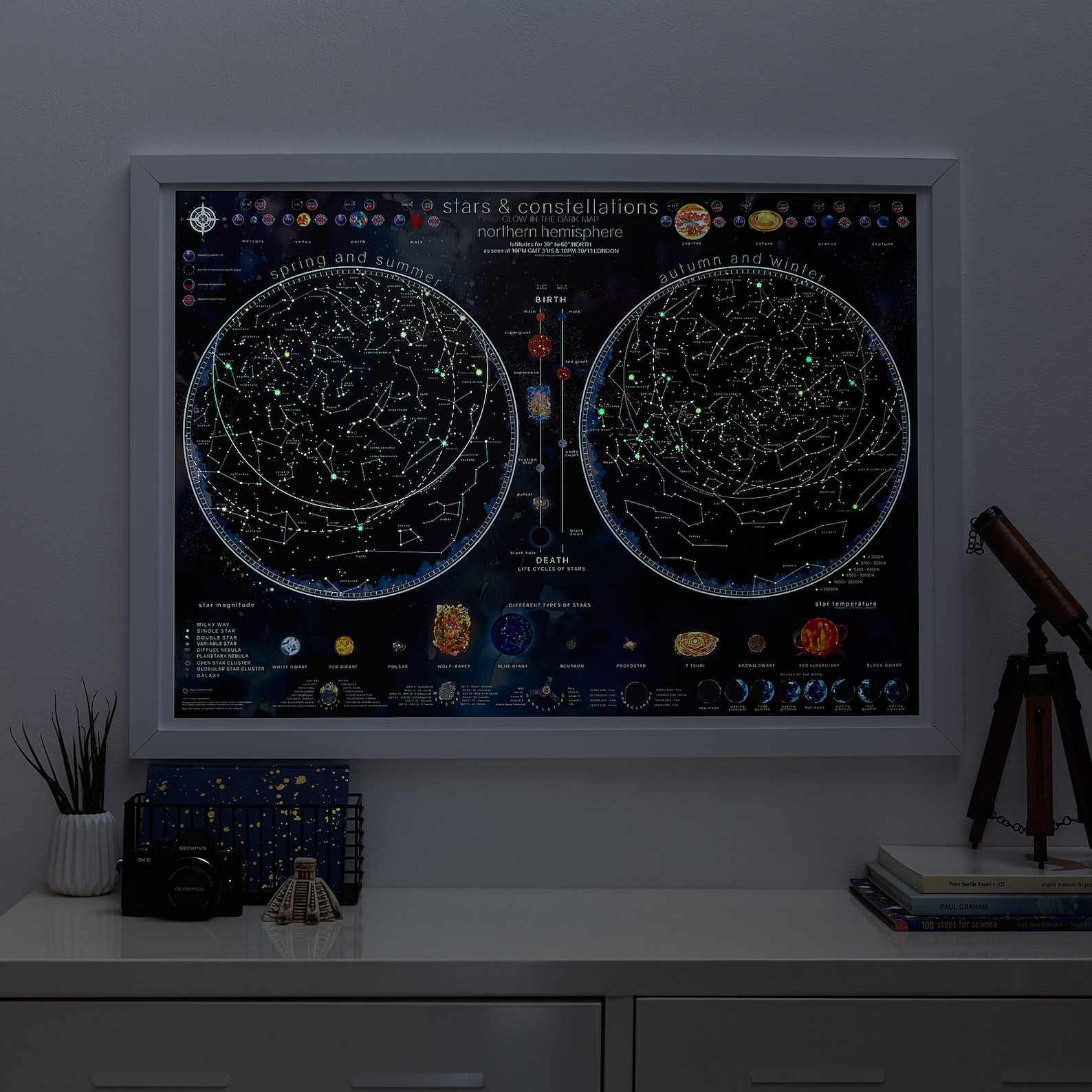 Stars and Constellations Glow Map Night Sky Poster Gift for - Etsy
