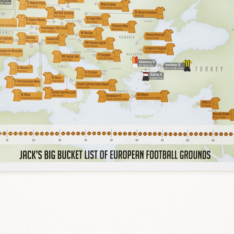 Personalised European Football Grounds Scratch Poster - Football Gift ...