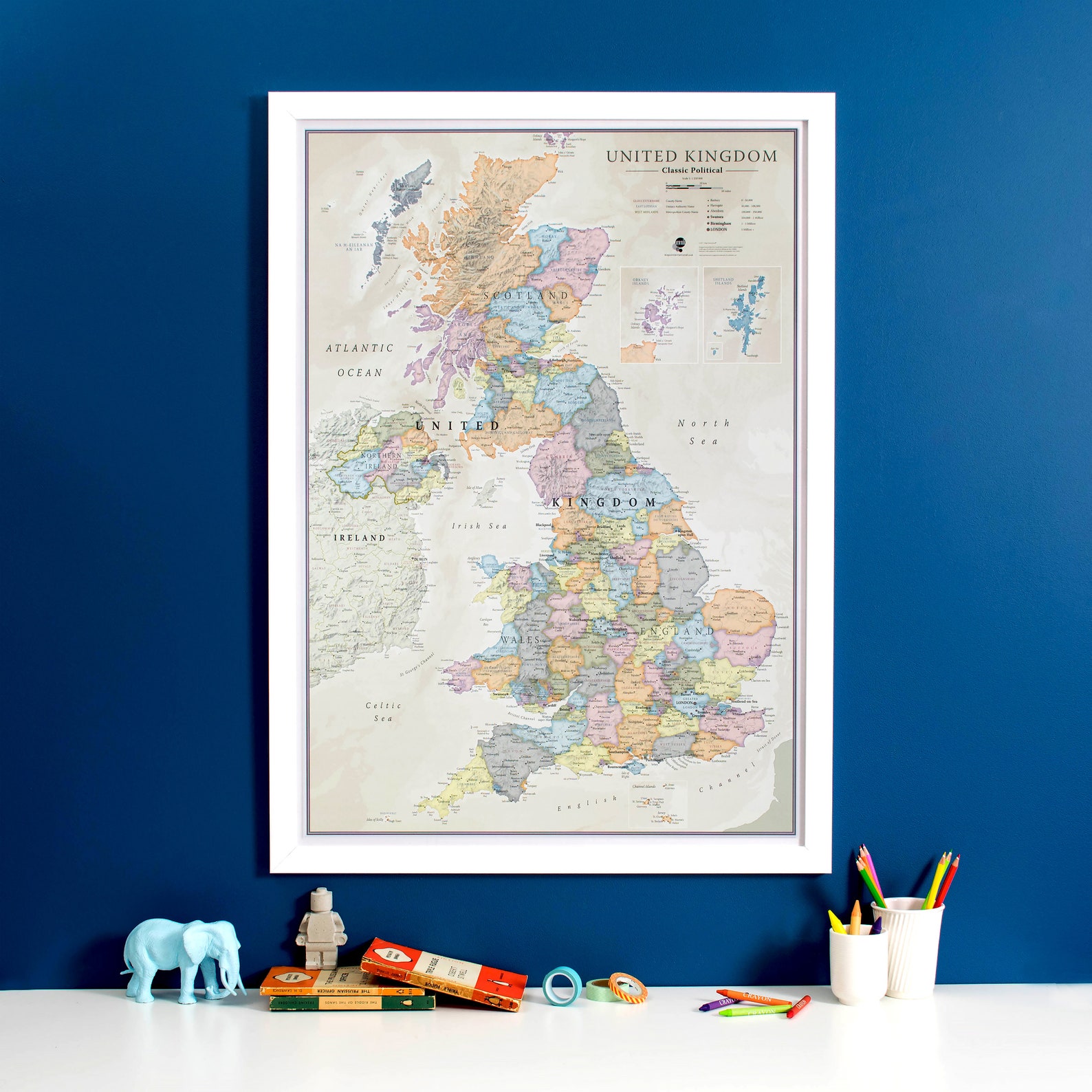 UK Classic Map Poster Art Wall Decor Print British Isles | Etsy