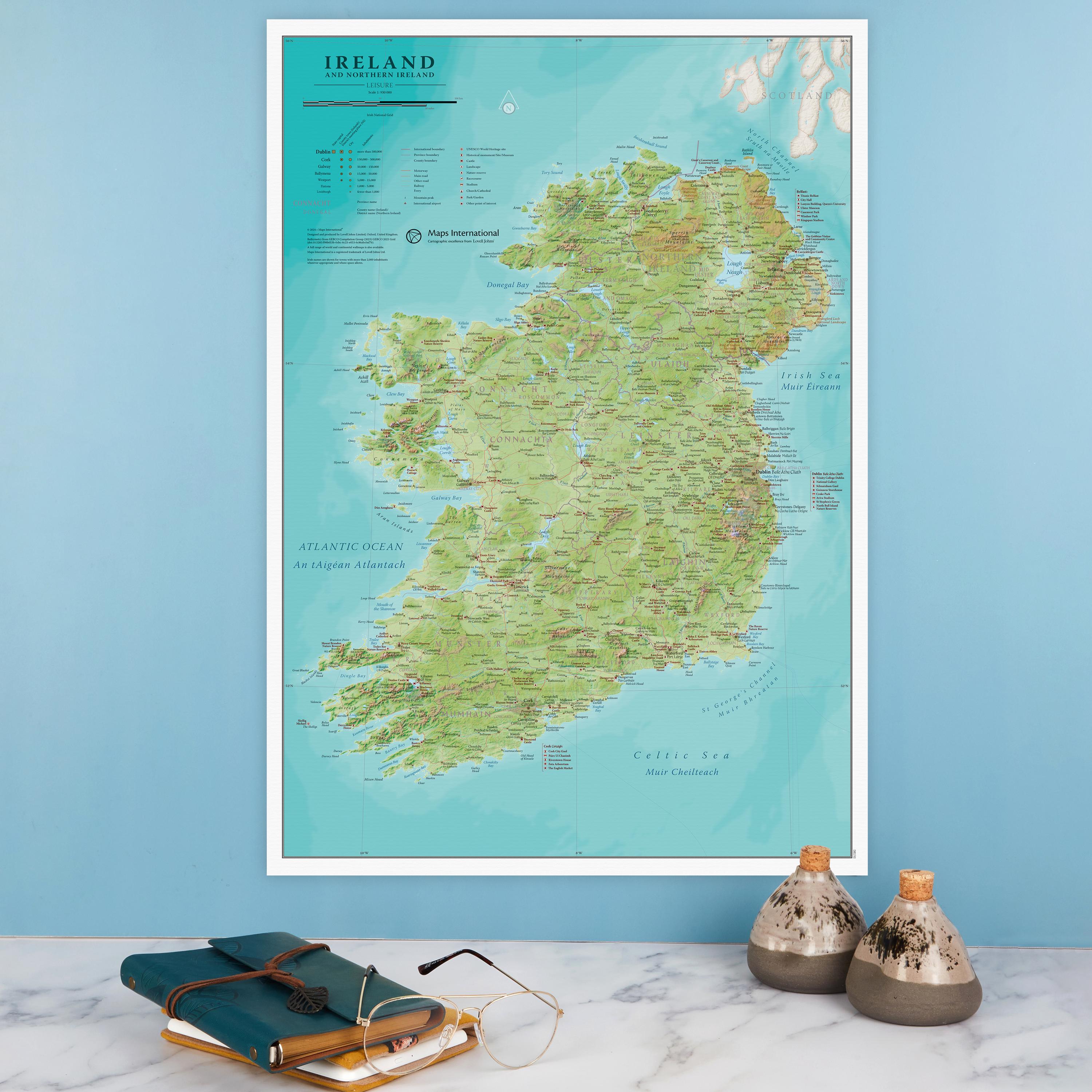 Ireland Travel Wall Map Poster Art - Wall Decor Print - Home Decor ...