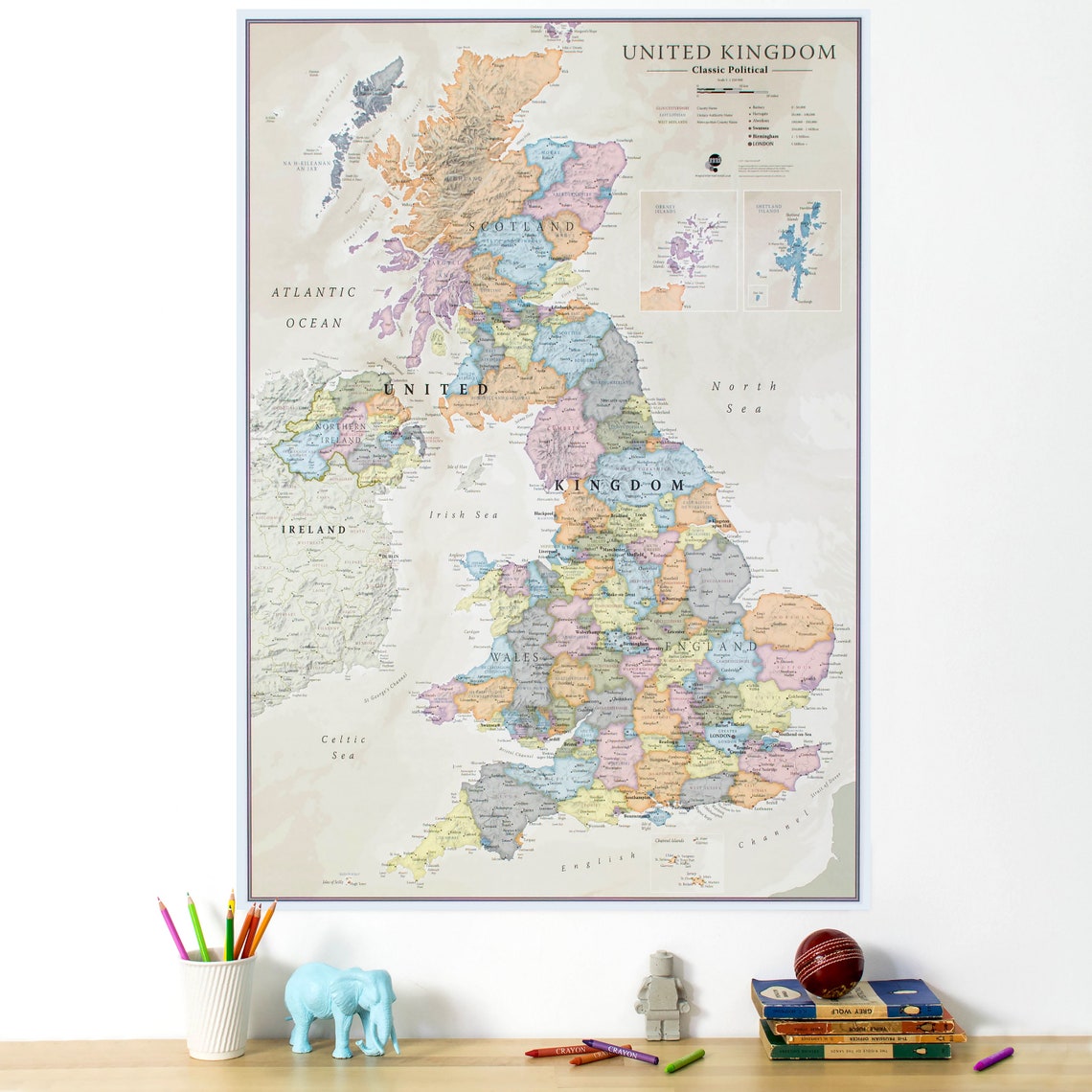 UK Classic Map Poster Art Wall Decor Print British Isles | Etsy