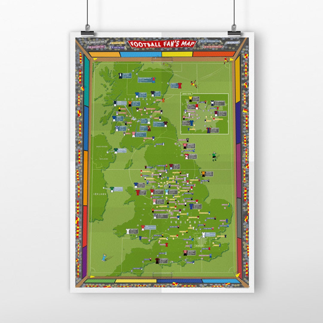 Football Fan's Stadium Map - Push Pin Map, Gift for Him, Gift for Her ...