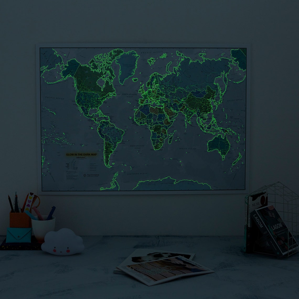 Glow in the Dark World Map Bedroom Playroom Wall Map Glow - Etsy UK
